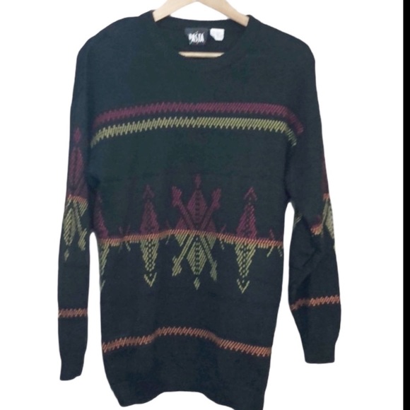 Pasta | Sweaters | Vintage Oversized Dad Black Color Block Striped ...